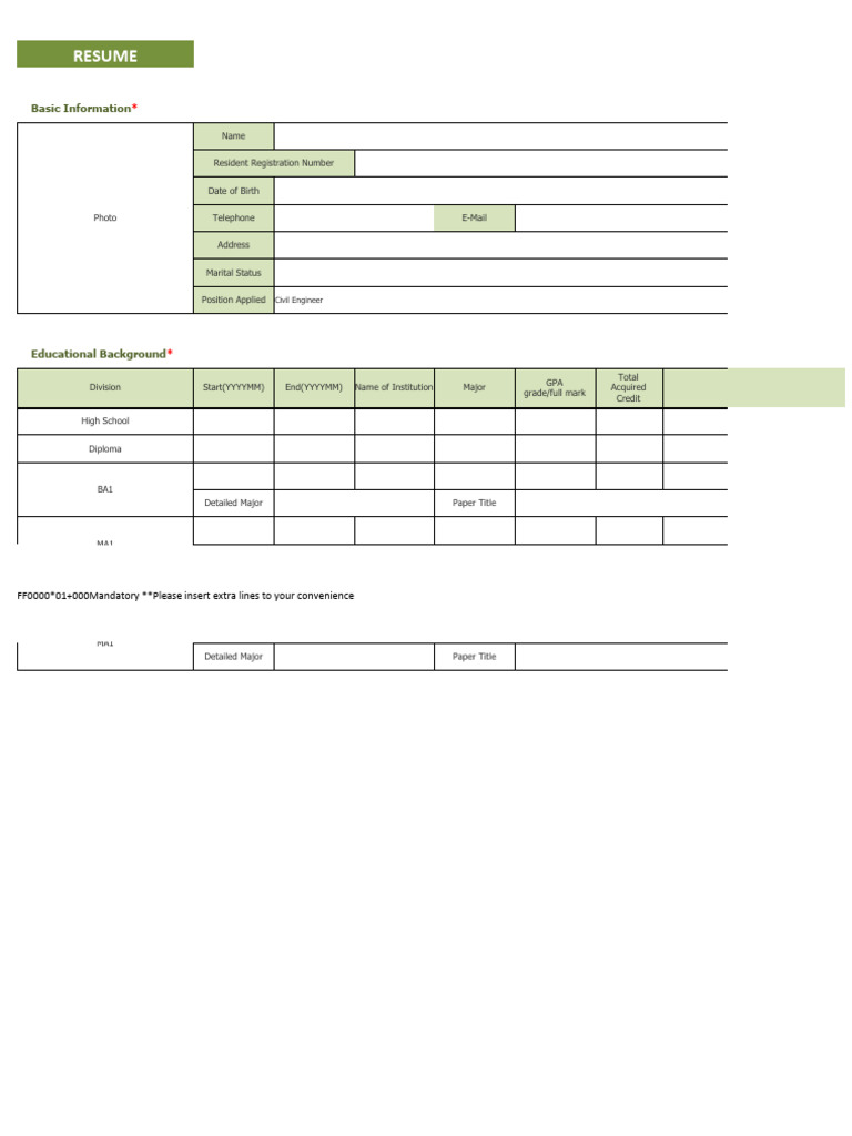 Job Application Form - Civil Engineer Rev 002 | PDF