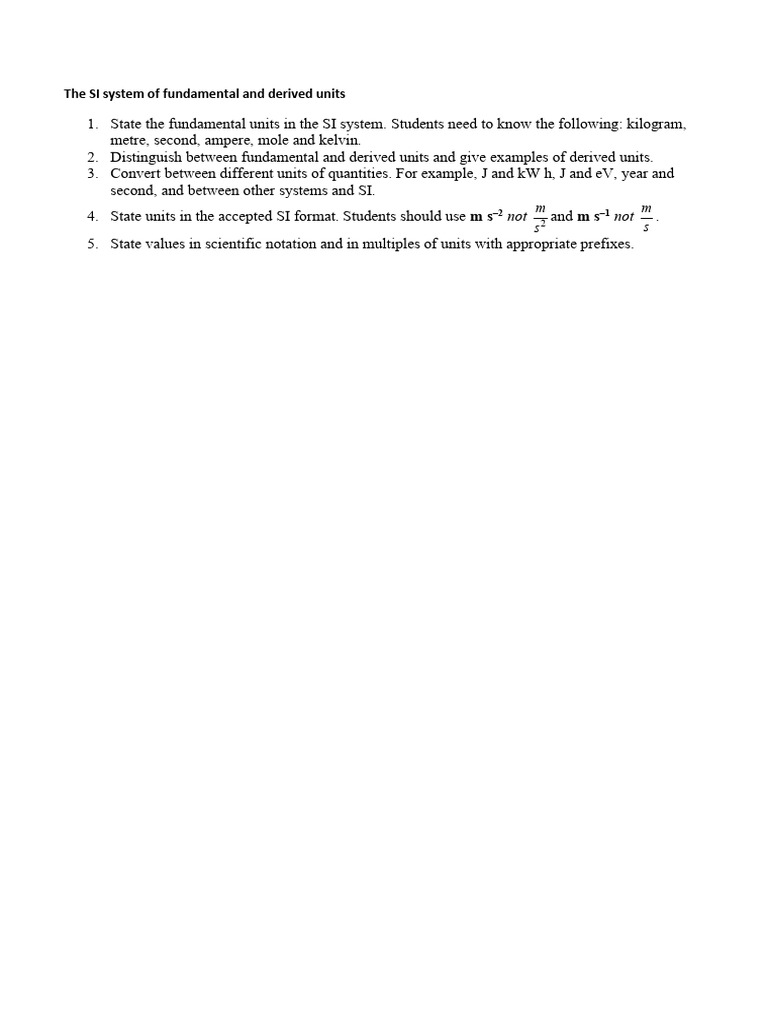 The SI System of Fundamental and Derived Units 2021 573466 | PDF ...