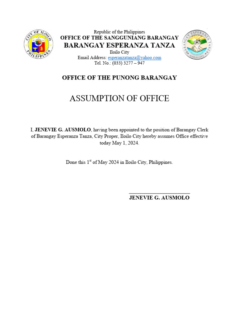 Assumption To Office | PDF | Philippines