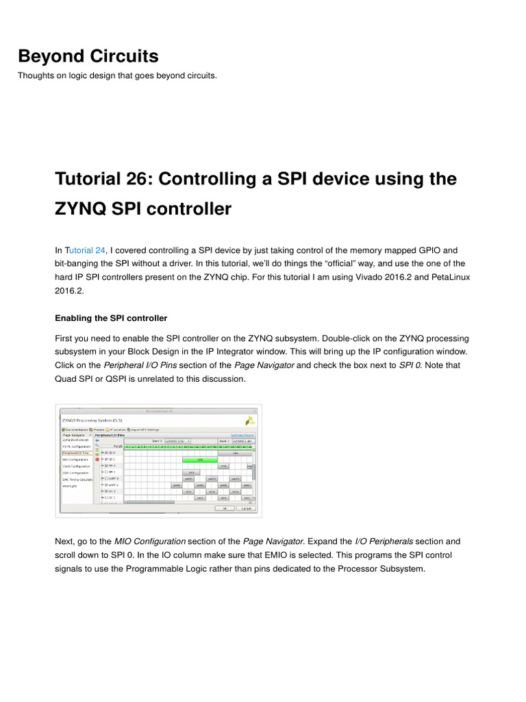 Tutorial 26 Controlling A SPI Device Using The ZYNQ SPI Controller Beyond Circuits | PDF | Field ...