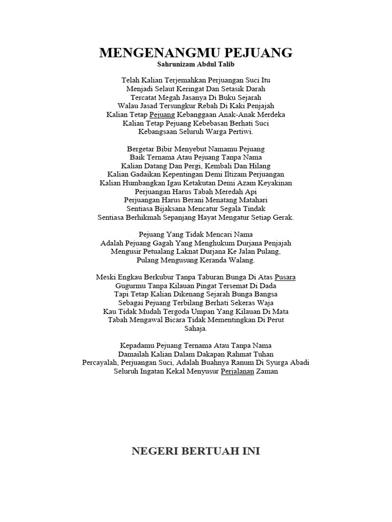 Sajak Mengenangmu Pejuang | PDF