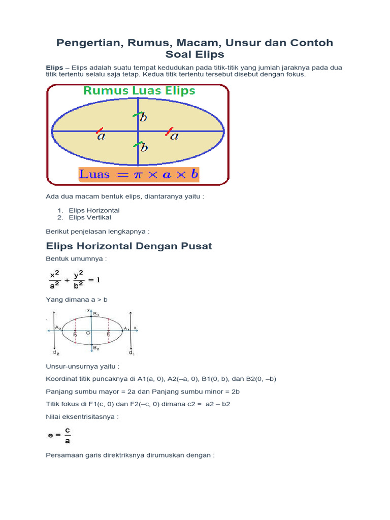 Rumus dan Contoh Elips Matematika | PDF | Metode & Bahan Ajar