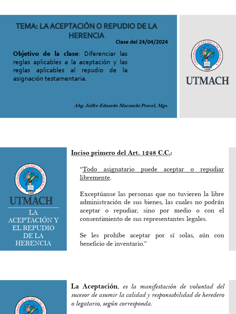LA Aceptación y El Repudio de La Asignación. | PDF | Herencia ...