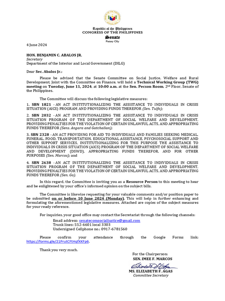 Senate: Hon. Benjamin C. Abalos JR | PDF | United States Senate ...