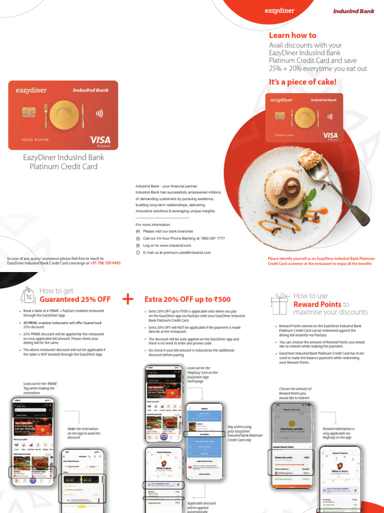 EazyDiner IndusInd Platinum Card Benefits | PDF | Credit Card | Loyalty ...