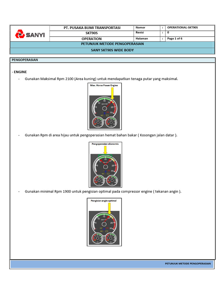 Petunjuk Metode Pengoperasian Sany SKT90S | PDF