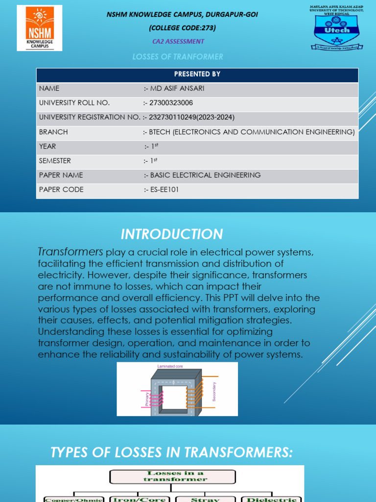 Losses of Transformer | PDF | Transformer | Efficient Energy Use