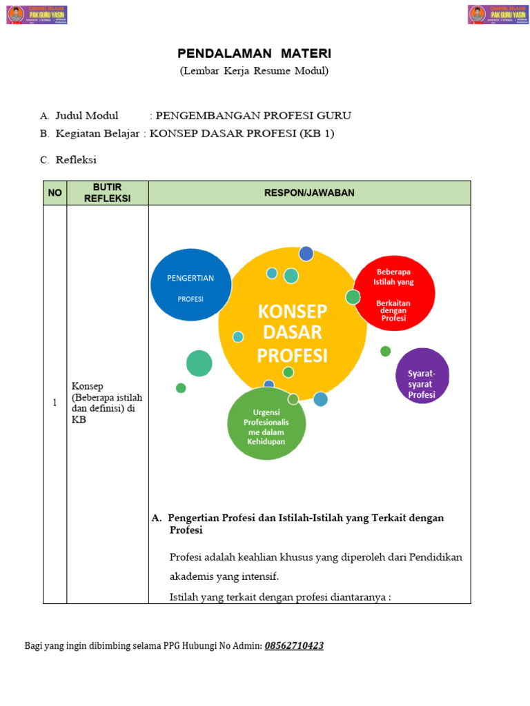 Contoh LK - Resume Modul Pengembangan Profesi Guru KB 1 | PDF