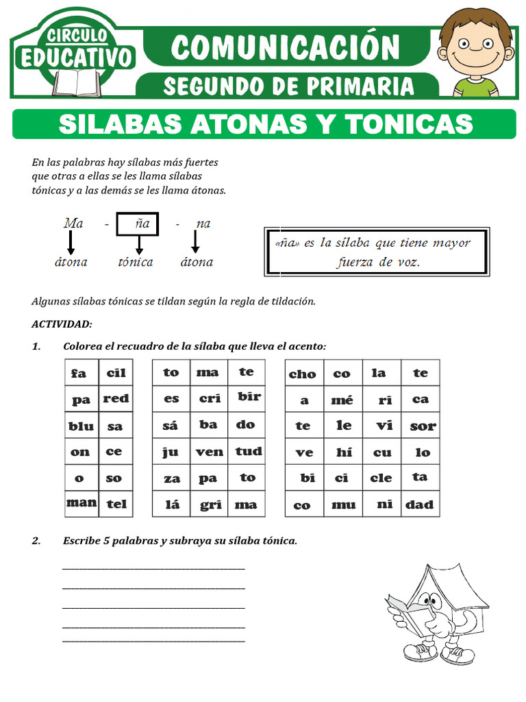 Silabas Atonas y Tonicas para Segundo de Primaria | PDF