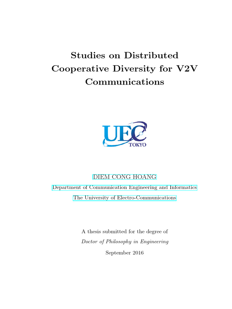 Studies On Distributed Cooperative Diversity For V2V Communications | PDF | Mimo | Wireless Ad ...