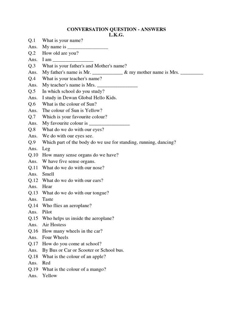 Conversation Question LKG | PDF | Fruit