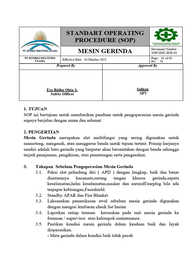 Sop - Gerinda - PT - Smu | PDF | Bisnis
