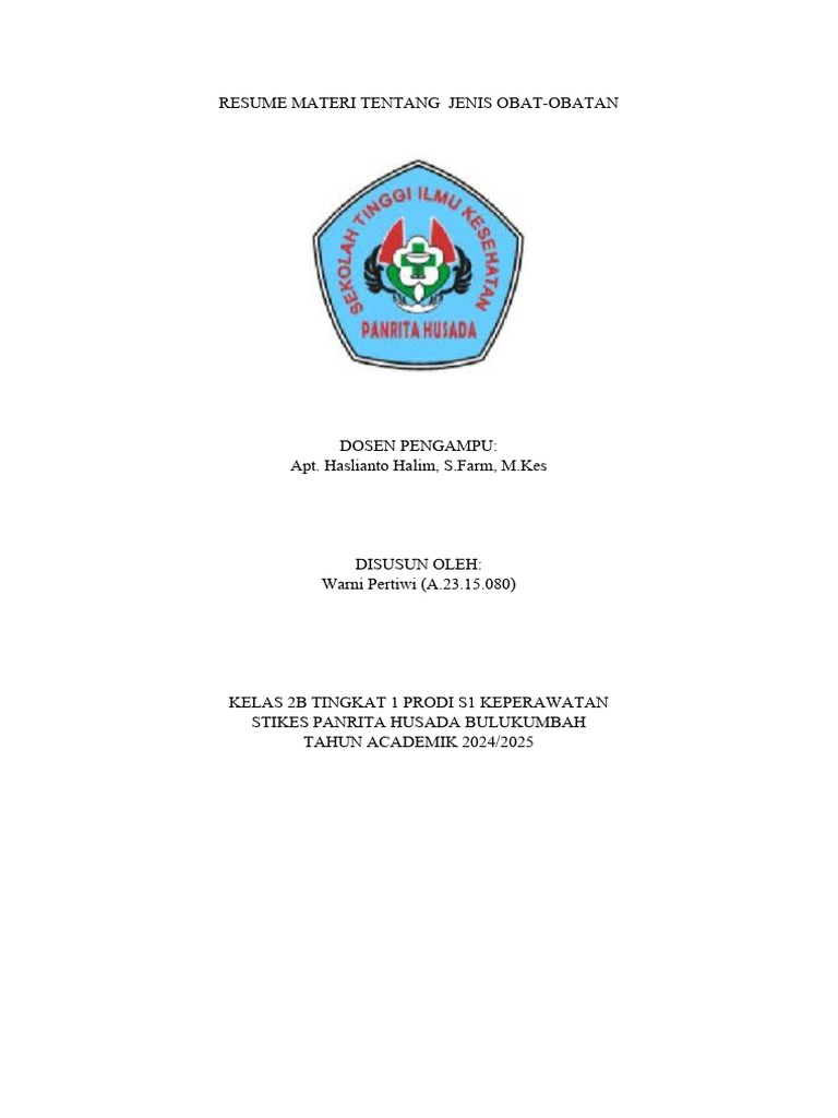 Jenis Obat-Obatan dan Efek Sampingnya | PDF