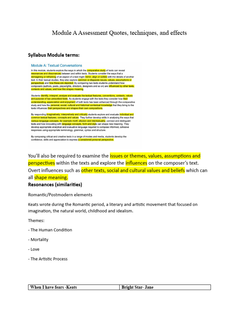Module A Assessment Quotes | PDF | General Fiction