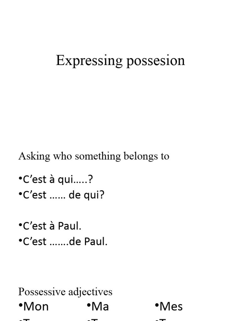Exprimer la possession en français | PDF
