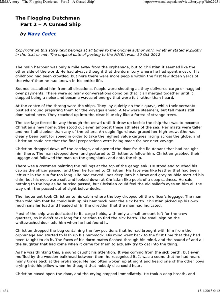 MMSA Story - 'The Flogging Dutchman - Part 2 - A Cursed Ship' | PDF ...