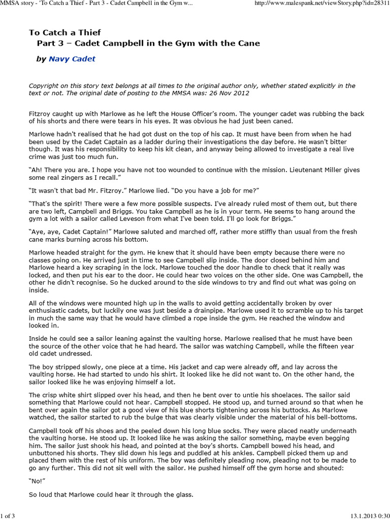 MMSA Story - 'To Catch A Thief - Part 3 - Cadet Campbell in The Gym With The Cane' | PDF