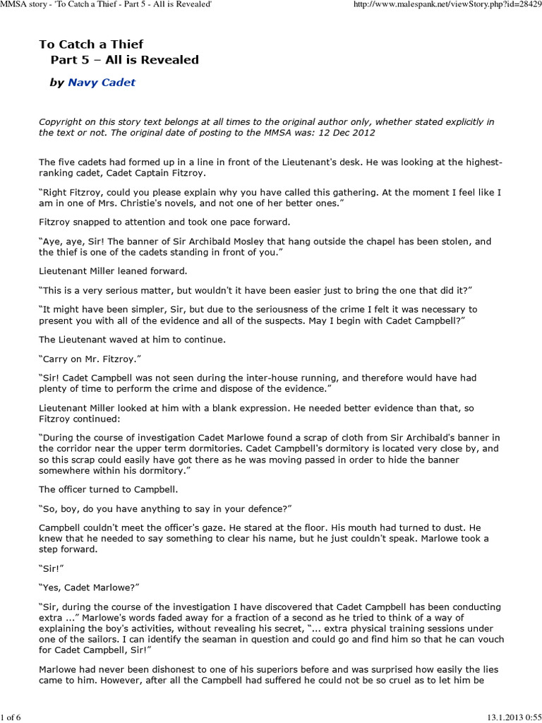MMSA Story - 'To Catch A Thief - Part 5 - All Is Revealed' | PDF | Mystery, Thriller & Crime Fiction
