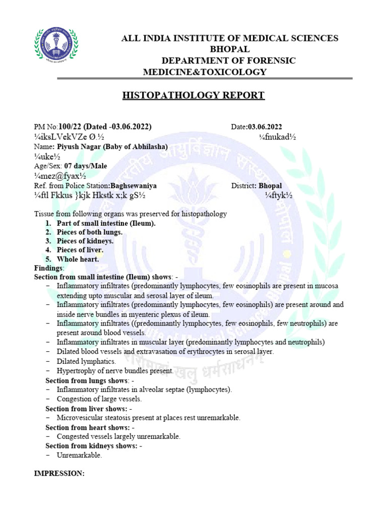 Histopath Report 100-22 | PDF | Inflammation | Small Intestine