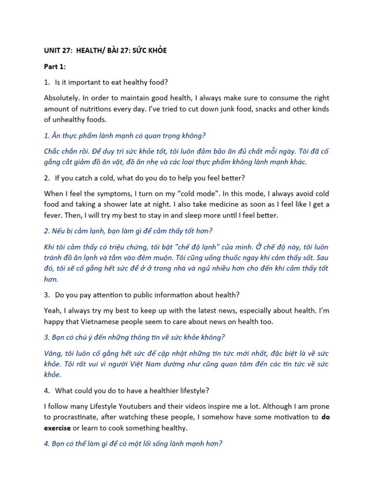 HEALTH - Sample Answer | PDF