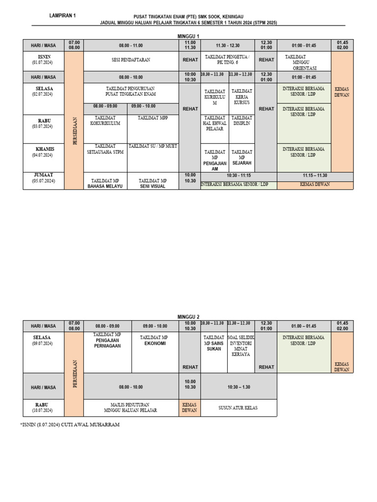 Lampiran B1 Jadual Orientasi 2022 Copy Pdf