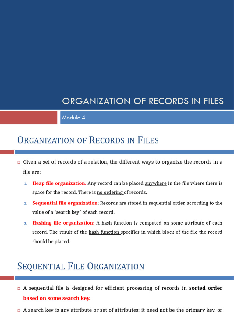 Organization of Files - Sequential & Multitable | PDF | Information ...
