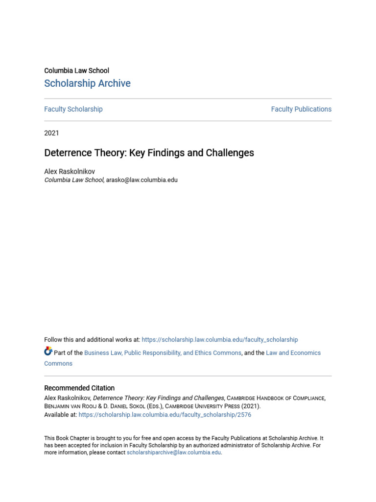 Deterrence Theory - Key Findings and Challenges | PDF | Crimes | Crime & Violence