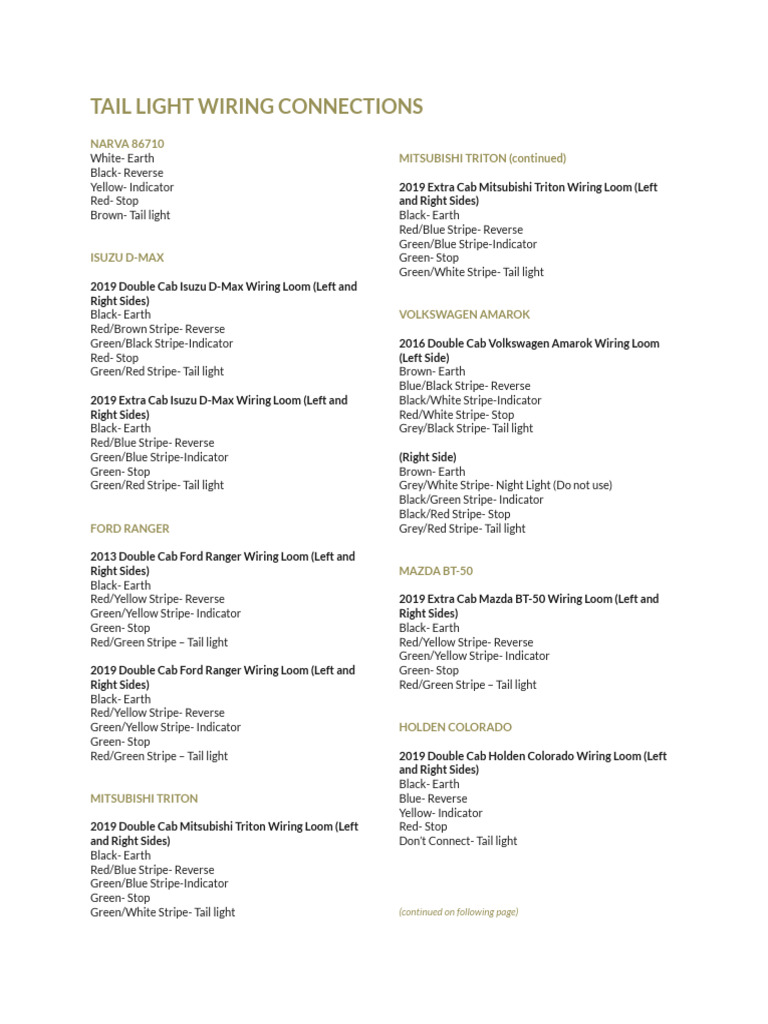 5e38e6047d729a687d7ef3da Tail Light Wiring Connections | PDF | Pickup ...
