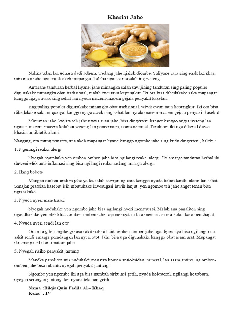 Khasiat Jahe | PDF