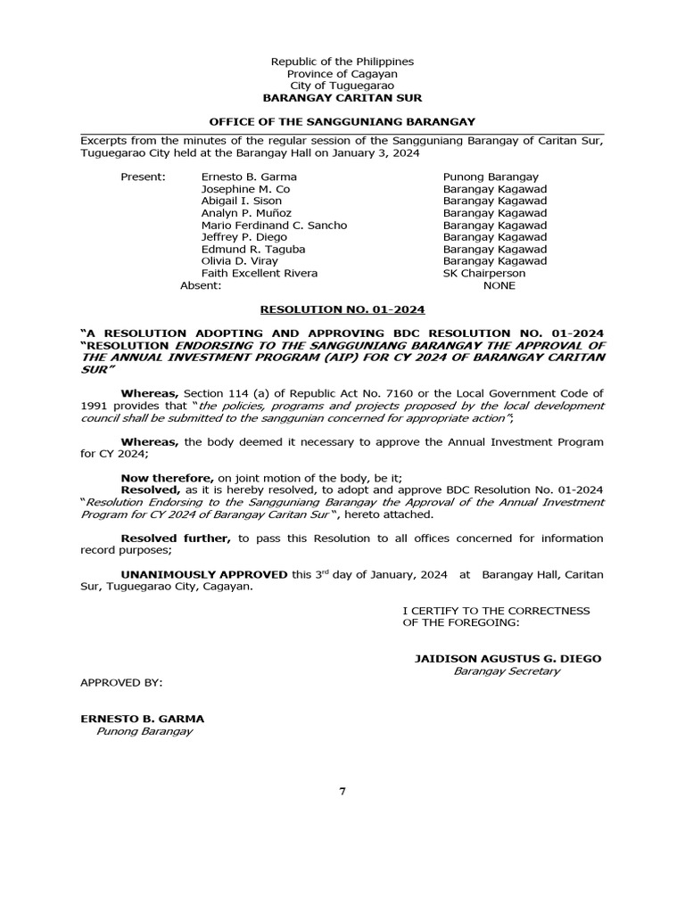 6 - Resolution Approval of AIP | PDF | Government