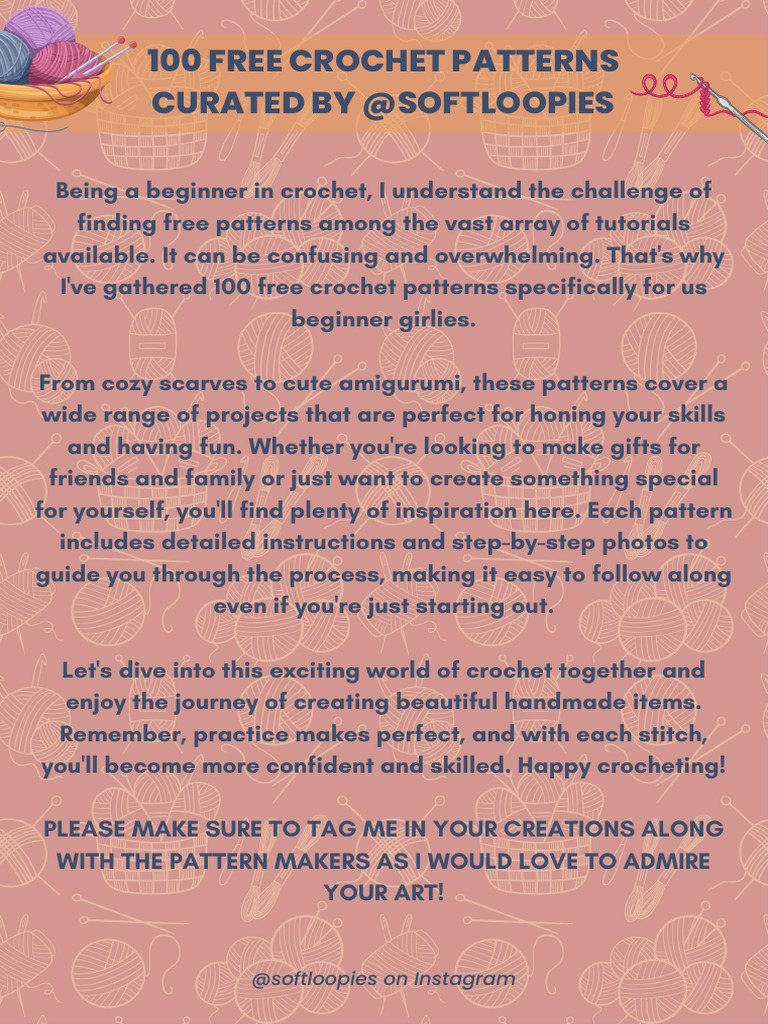 100 Free Crochet Patterns Curated by @softloopies | PDF | Crochet ...