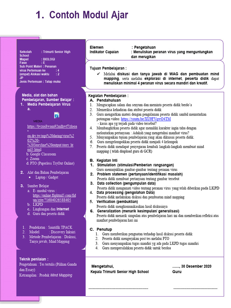 Modul Ajar Biologi: Peranan Virus | PDF | Seni