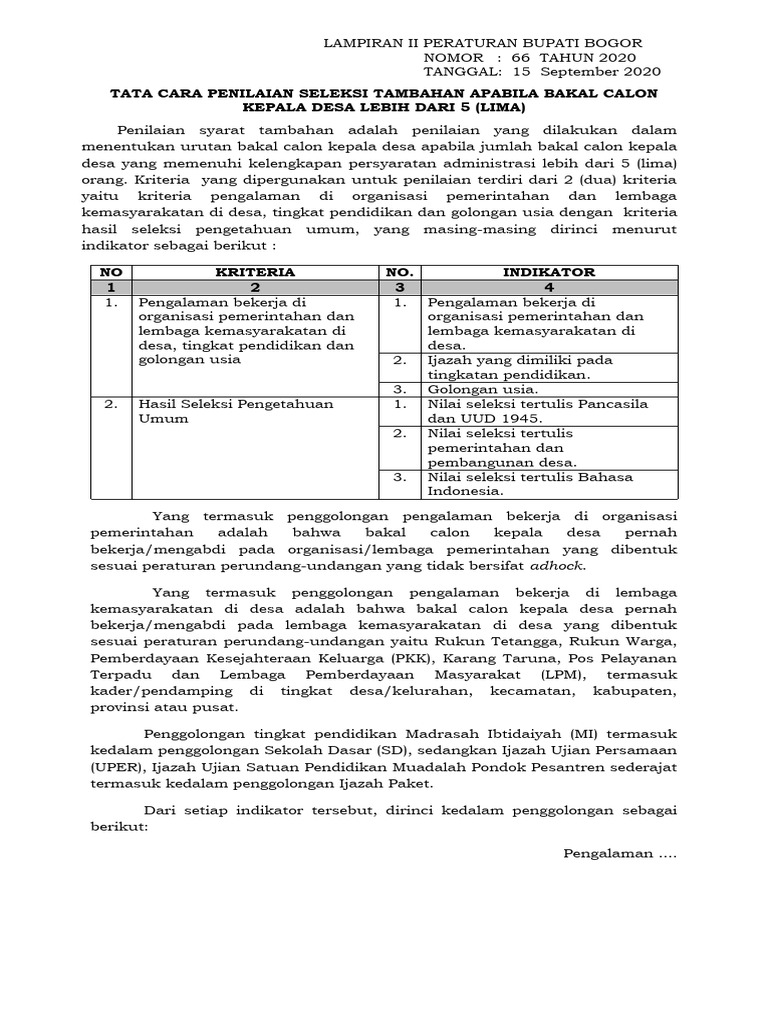 Lampiran Ii Kriteria Seleksi Tambahan Fix | PDF