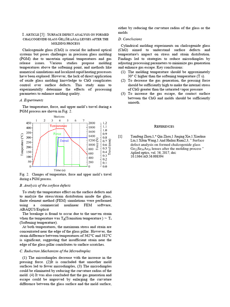 Review: SURFACE DEFECT ANALYSIS ON FORMED CHALCOGENIDE GLASS GE22SE58AS20 LENSES AFTER THE ...