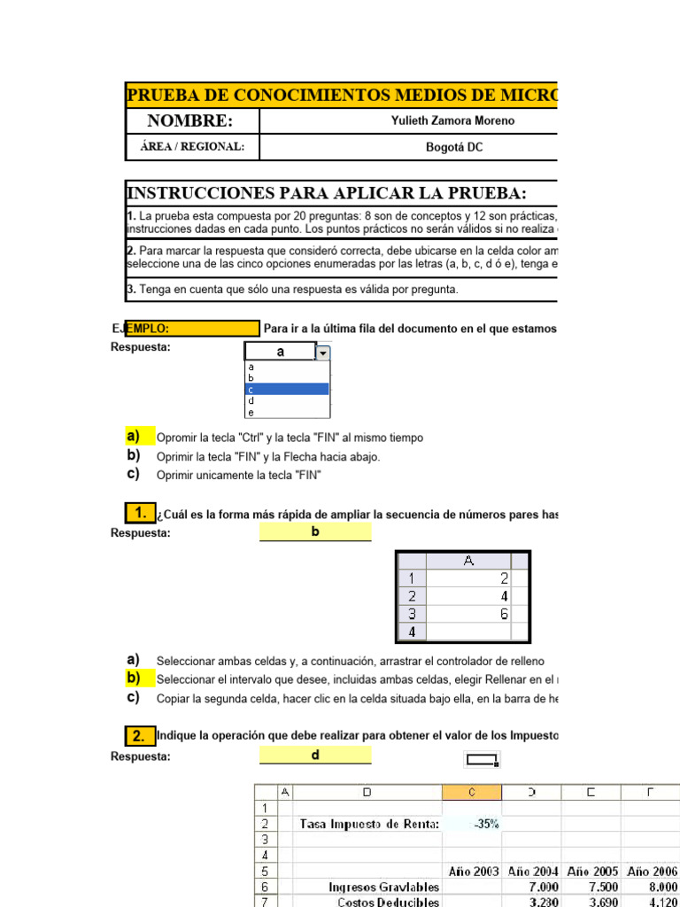 Prueba Excel Intemedio | PDF | Hoja de cálculo | Microsoft Excel