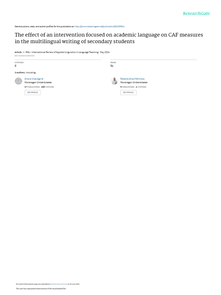 The Effect of An Intervention Focused On Academic Language On CAF ...