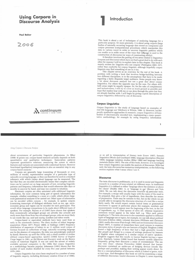 Usining Corpora in Discourse Analysis | PDF