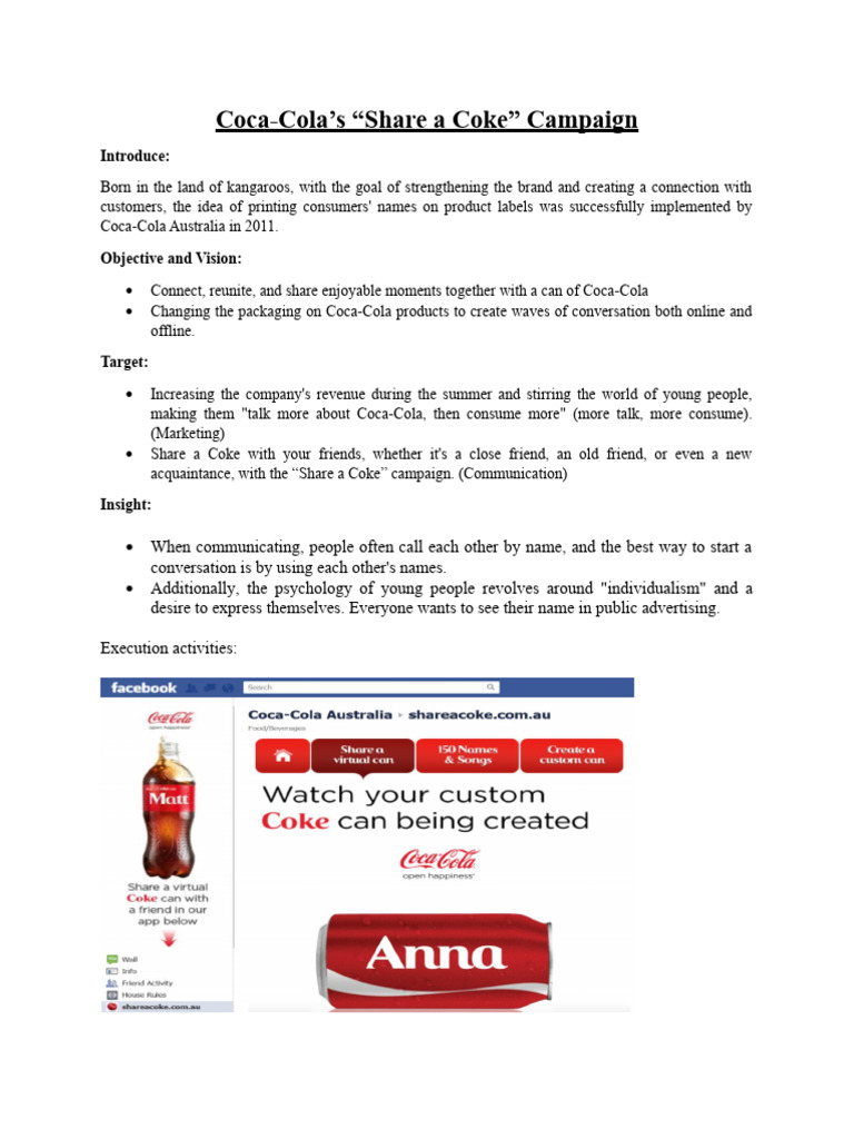 Share A Coke | PDF | Advertising | Coca Cola