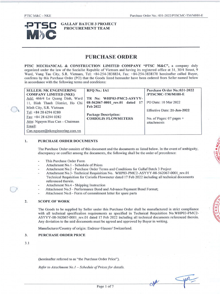 PO 031-2022 (Full) - Unpriced | PDF