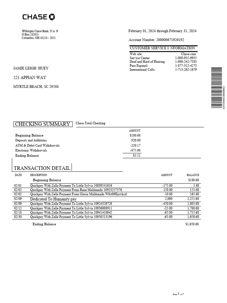 Chase Bank | PDF | Payments | Money