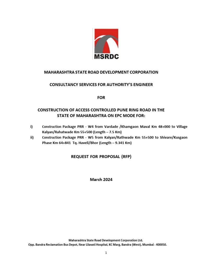 Pune Ring Road Consultancy RFP 2024 | PDF | Request For Proposal | Taxes