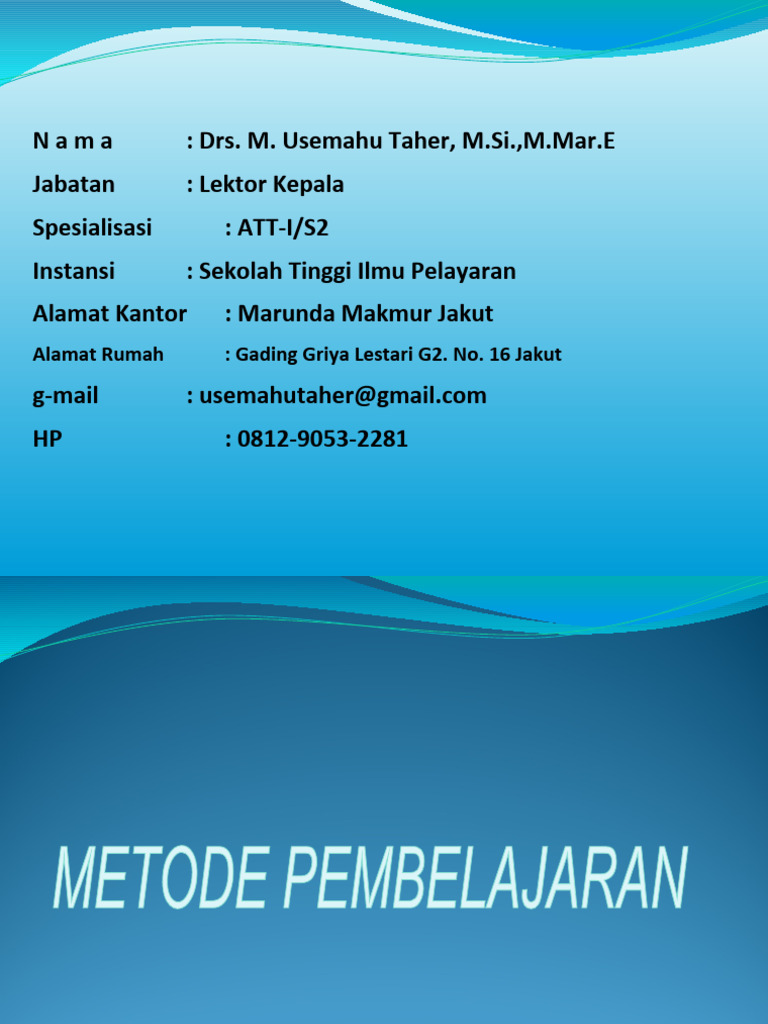 Metode Pembelajaran | PDF | Karier & Perkembangan