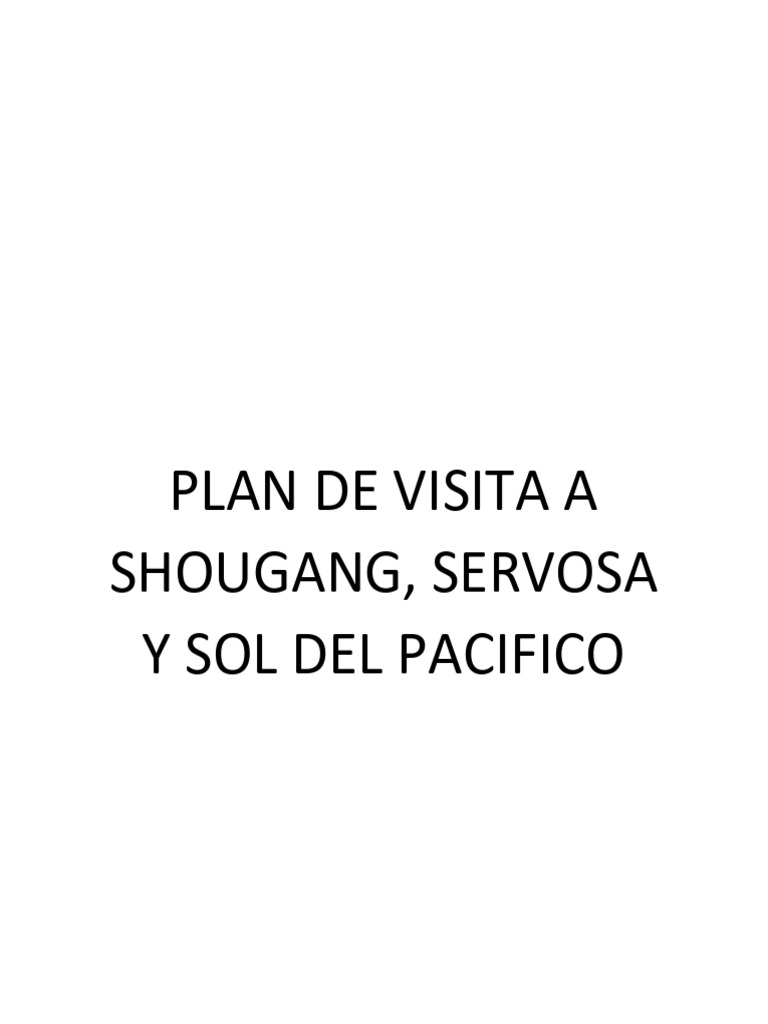PLAN DE VISITA A SHOUGANG, SERVOSA Y SOL DEL PACIFICO | PDF