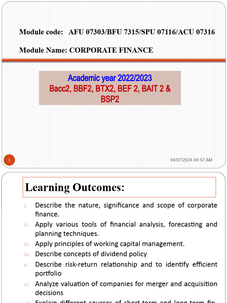 Corporate Finance Essentials | PDF | Present Value | Dividend