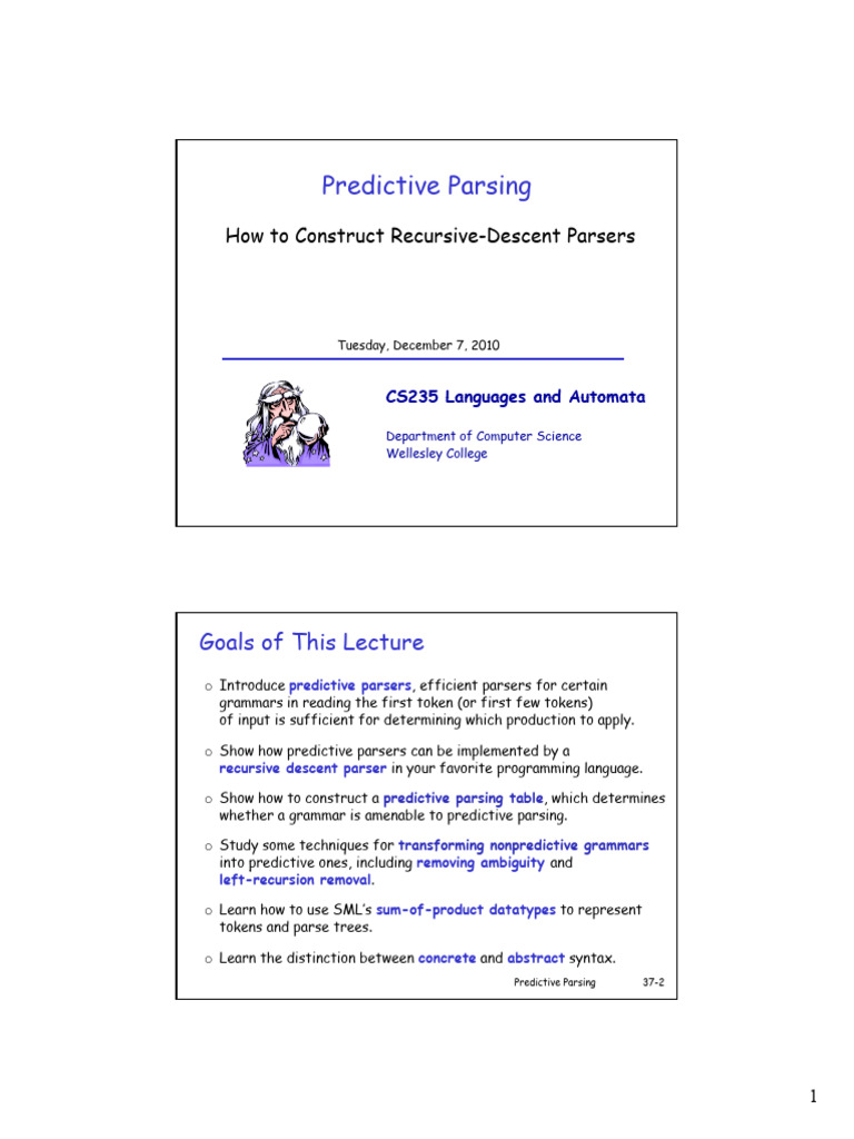 37 Predictive Parsing | PDF | Parsing | Formalism (Deductive) 37 Predictive Parsing | PDF | Parsing | Formalism (Deductive)
