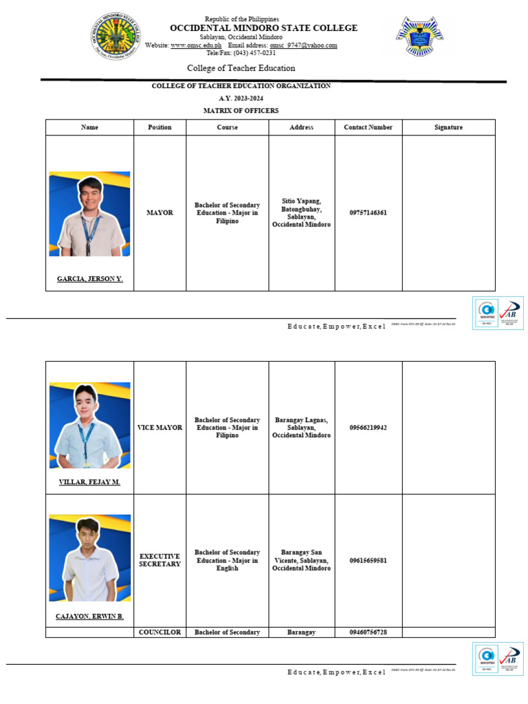 MATRIX OFFICERS | PDF
