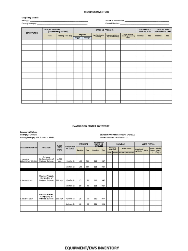 DRRM Barangay Inventory | PDF