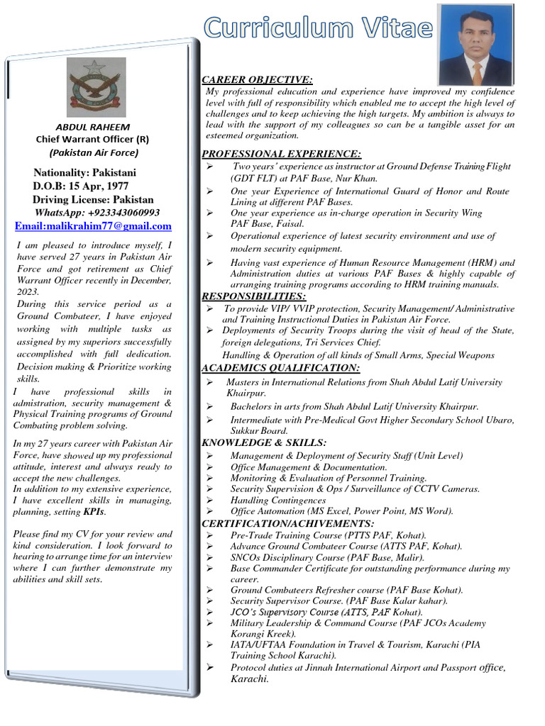 Abdul Rahim CV New PDF - 240301 - 183530 | PDF | National Security ...