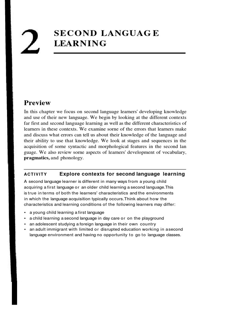 Second Language Learning. in How Languages Are Learned | PDF | Second ...