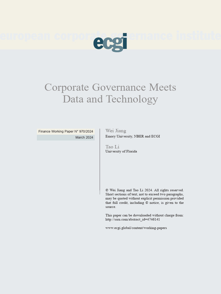 Corporate Governance Meets Data and Technology | PDF | Governance ...